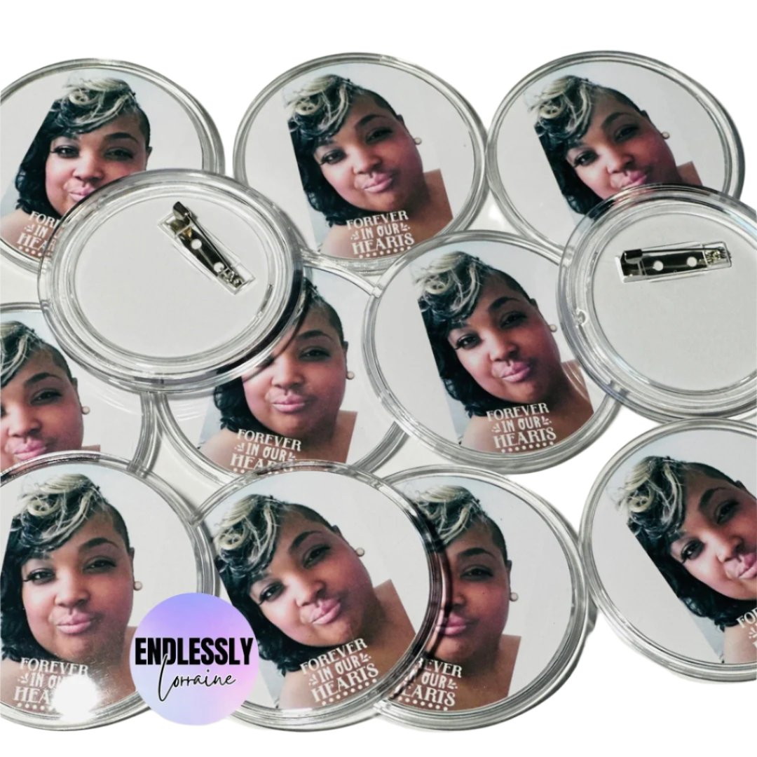 Personalized Acrylic Photo Button Pins – Endlessly Lorraine